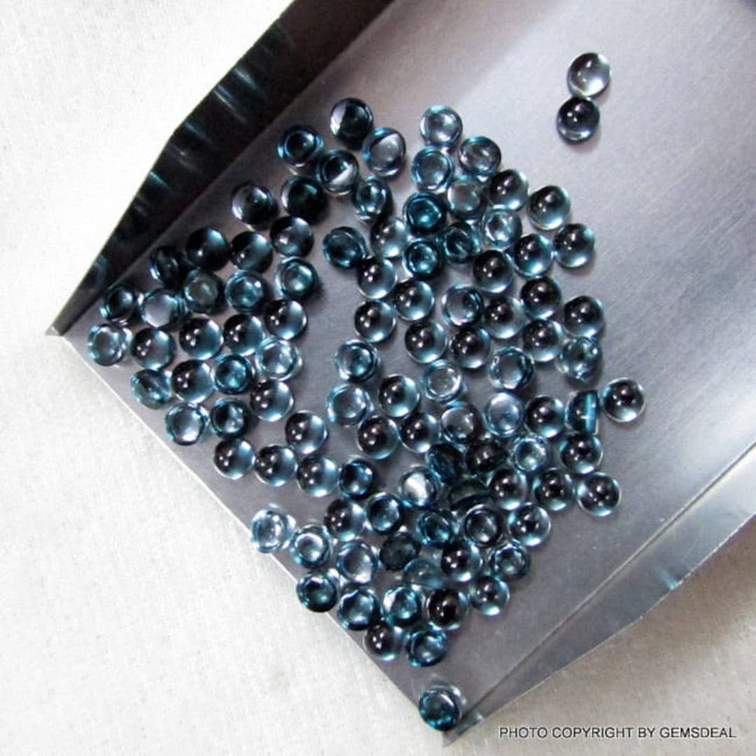 25 Pcs 3mm London Blue Cabochon Round Loose Gemstone, London Blue Topaz ...