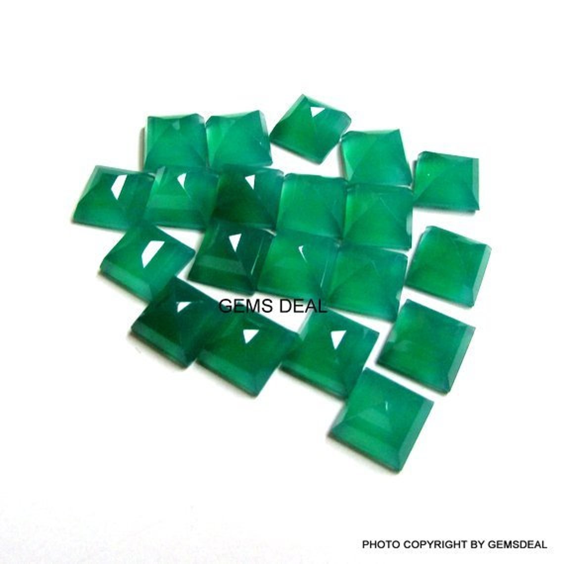 10mm Green Onyx Pyramid Square Step Cut Flat Gems Green Onyx | Etsy