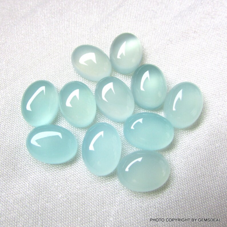 12x16mm Aqua Chalcedony Cabochon Oval Loose Gemstone Aqua - Etsy