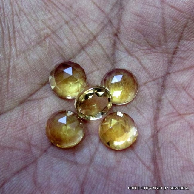 1 pieces 10mm Citrine Rosecut Round Cabochon Faceted Loose | Etsy