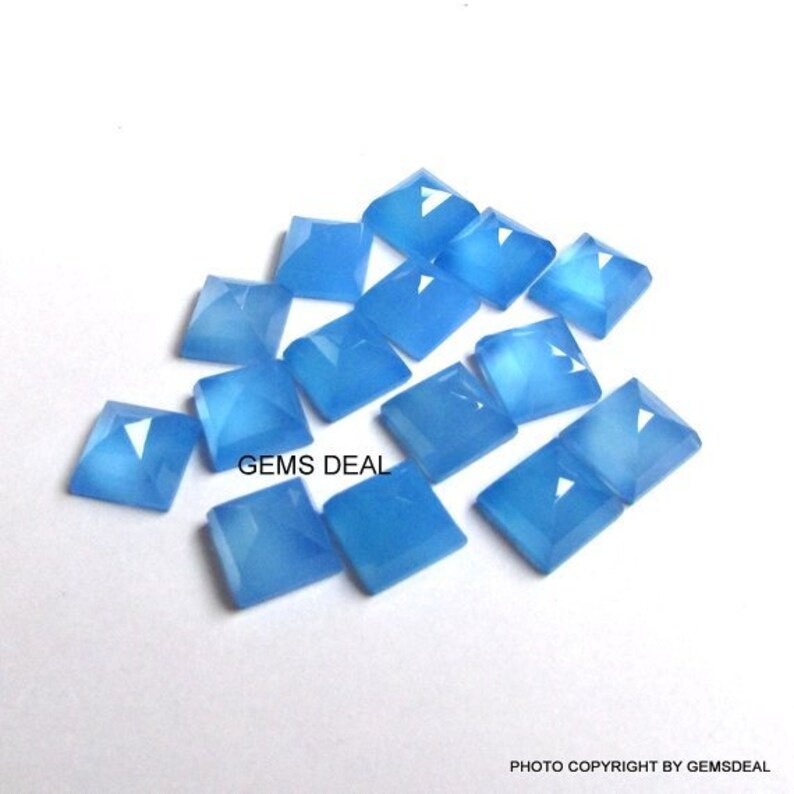 10mm Blue Chalcedony Pyramid Square Step Cut Flat Gems Blue - Etsy