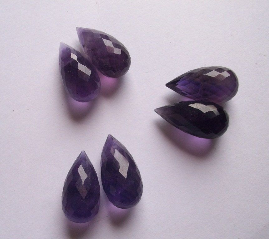 2 piece Pair 10x20mm Amethyst Faceted Teardrops pair | Etsy