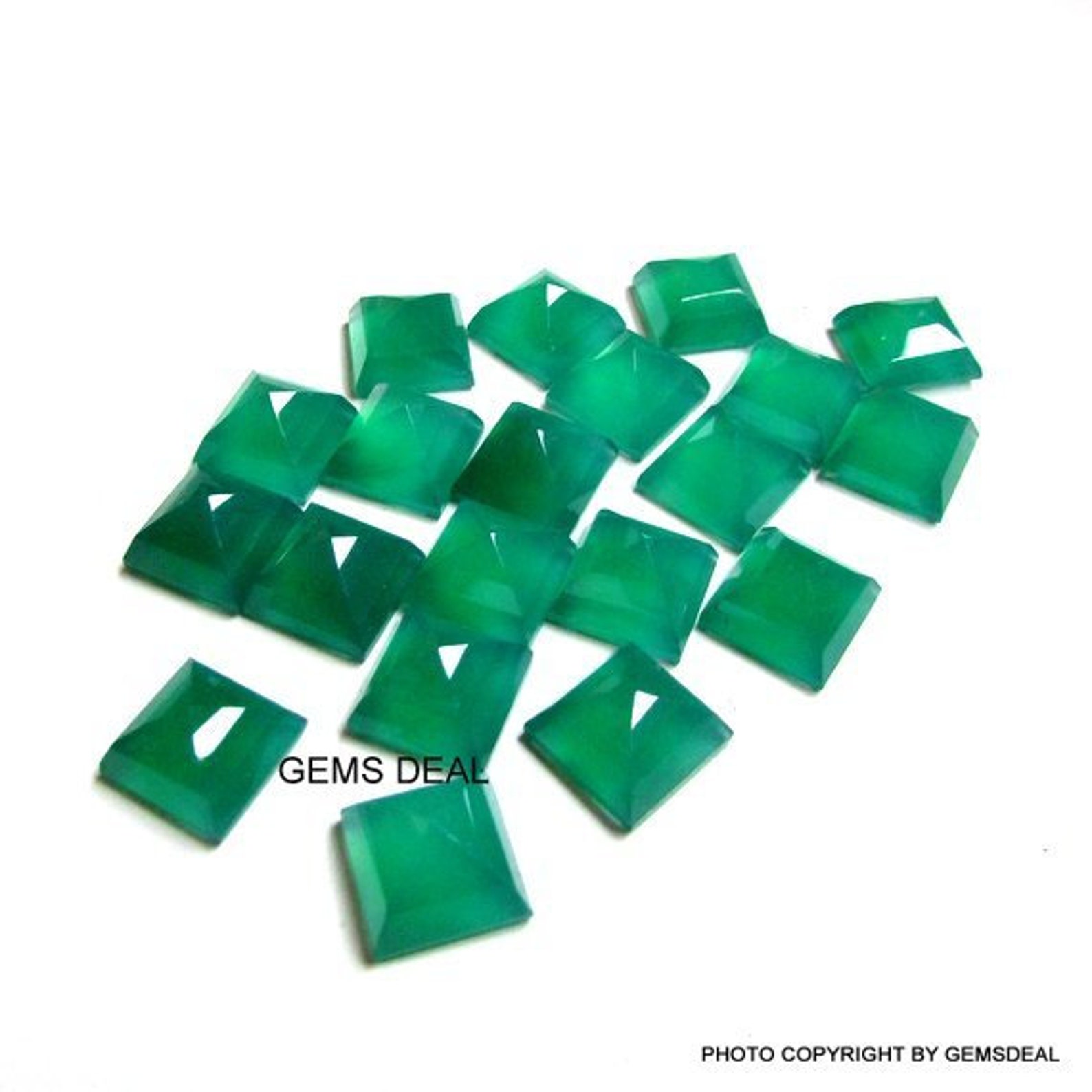 10mm Green Onyx Pyramid Square Step Cut Flat Gems Green Onyx | Etsy