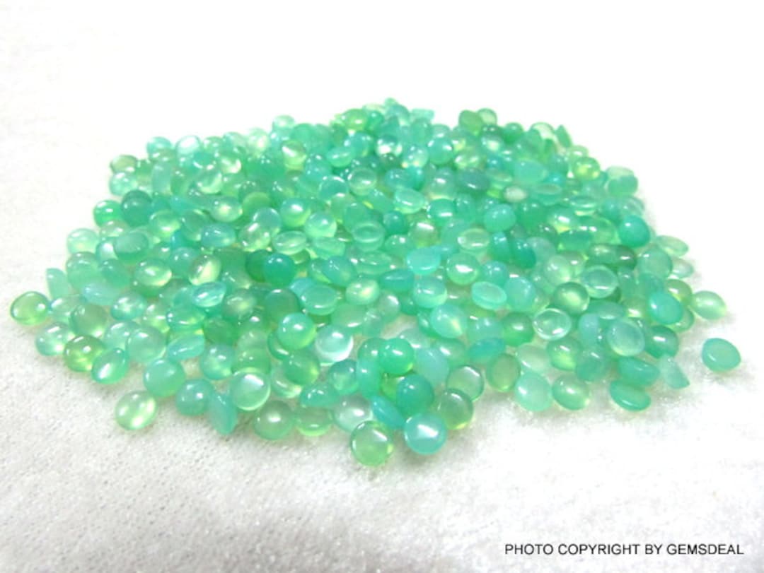 4mm Green Chrysoprase Cabochon Round Gemstone, Chrysoprase Round ...