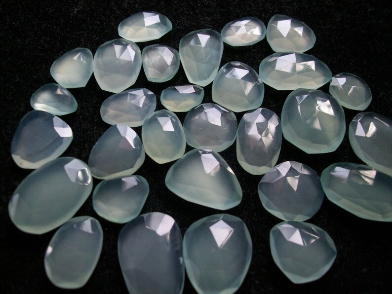 AQUA Chalcedony Rose Cut Uneven Flat Gemstone 50 to 200 Carat | Etsy