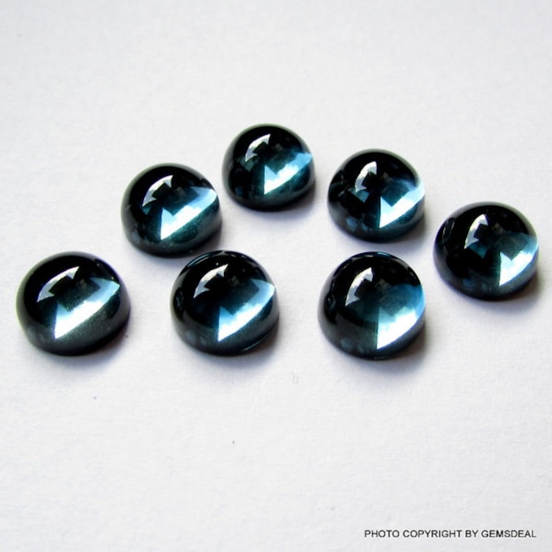 1 piece 7mm London Blue Topaz Cabochon Round Gemstone London | Etsy