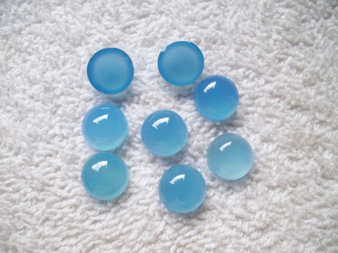 14mm Blue Chalcedony Cabochon Round Gemstone, AQUA BLUE Chalcedony ...