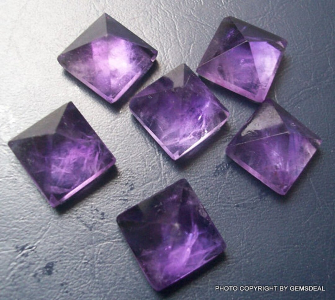 PYRAMID 10mm Natural Purple Amethyst Pyramid Square Cabochon Have Lots ...