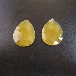 2 Pieces Pair 24x30mm Yellow Chalcedony Faceted Pear Checker Board Cut ...