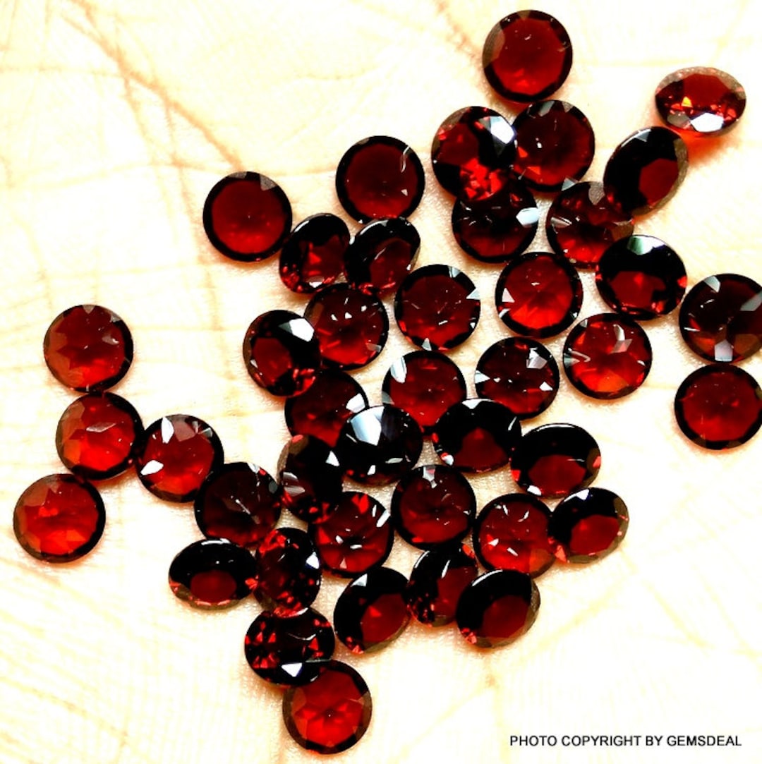 5 Piece 8mm Red Garnet Faceted Round Gemstone, Red Garnet Round Faceted ...
