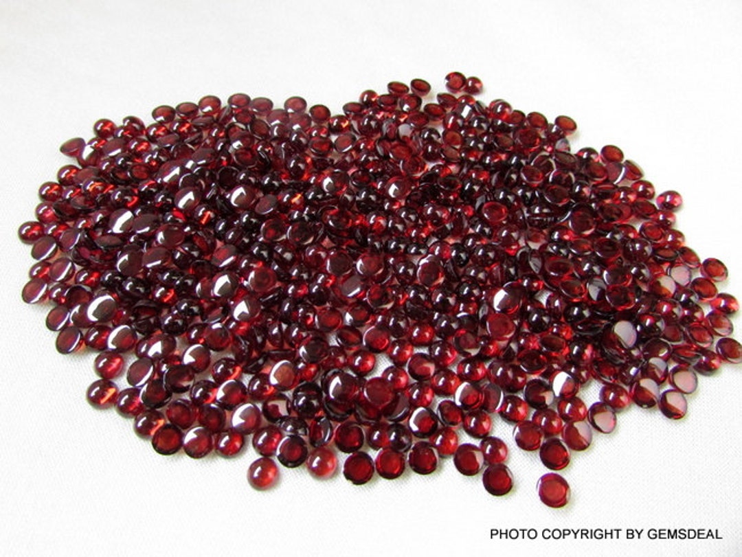 10 Pieces 5mm Red Garnet Cabochon Round Gemstone, Red Garnet Round ...