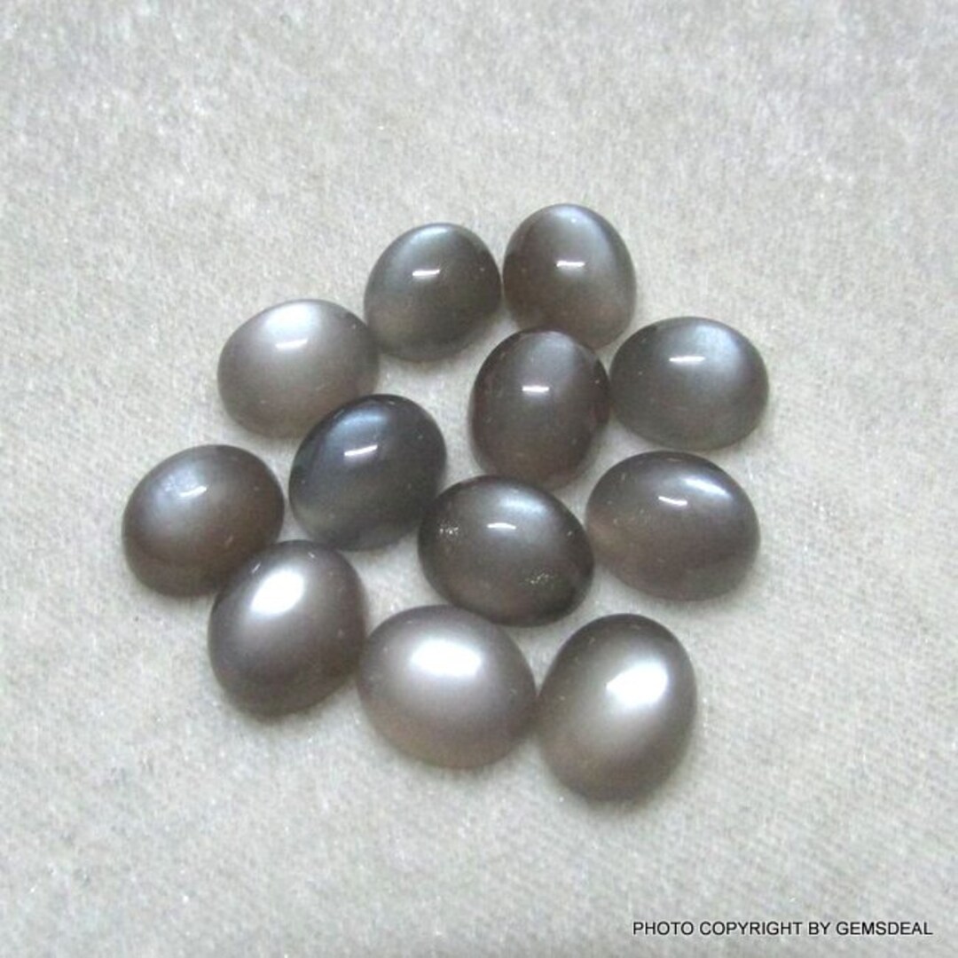1 Pieces 10x12mm Gray Moonstone Cabochon Oval Loose Gemstone, Gray ...