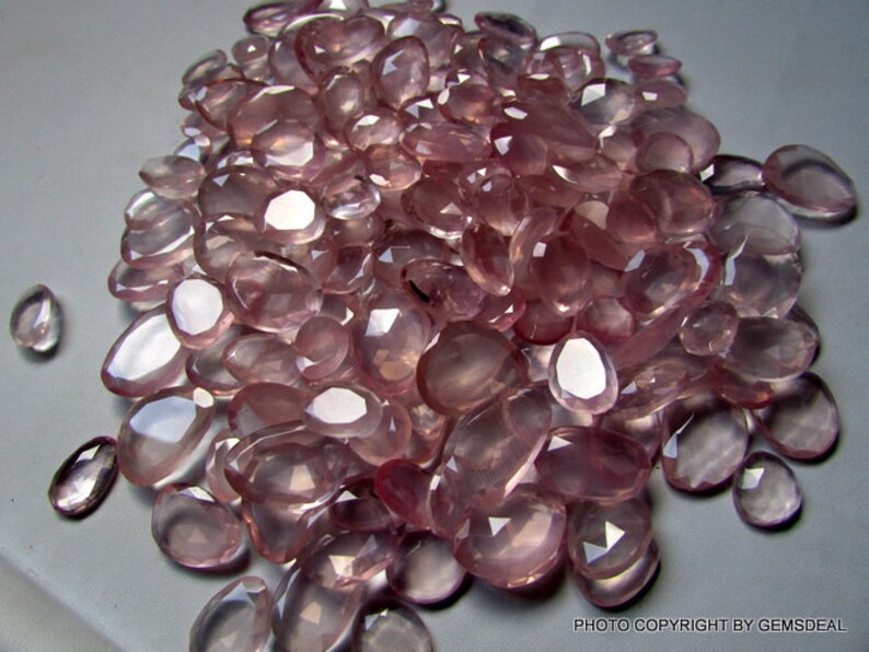 50 Carat Rose Quartz Rosecut Uneven Flat Gemstone AAA Super - Etsy