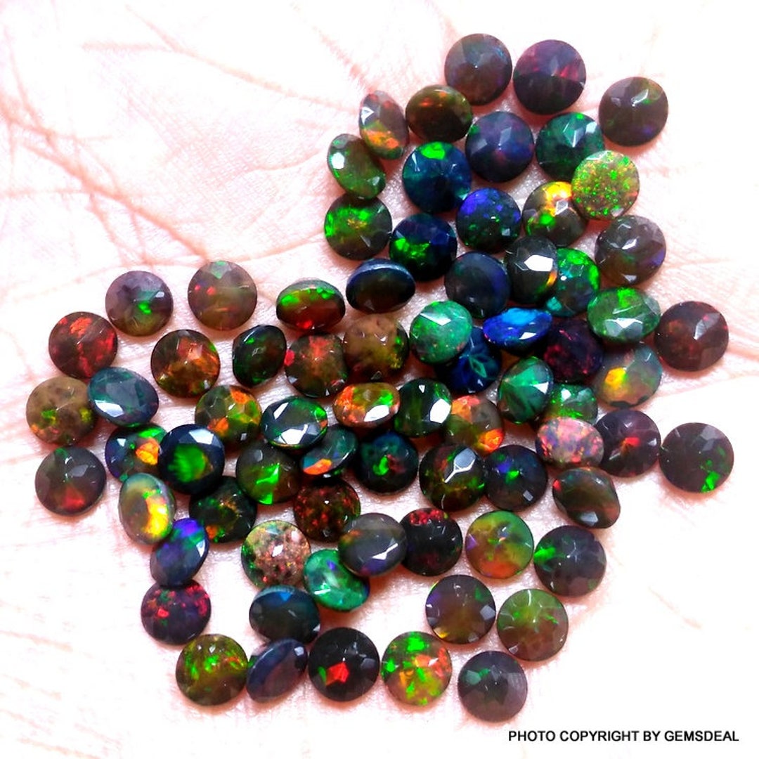 10 Ethiopian Black Opal Gemstones: 3mm Faceted Round AAA - Etsy