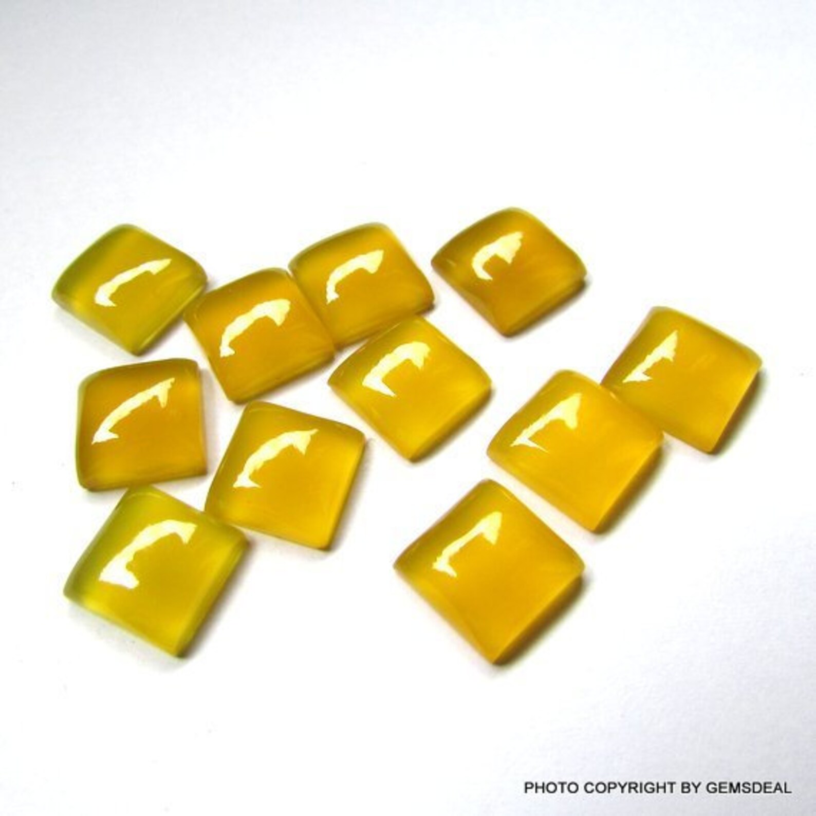 5 pieces 10mm Yellow Chalcedony Cabochon Square Gemstone | Etsy