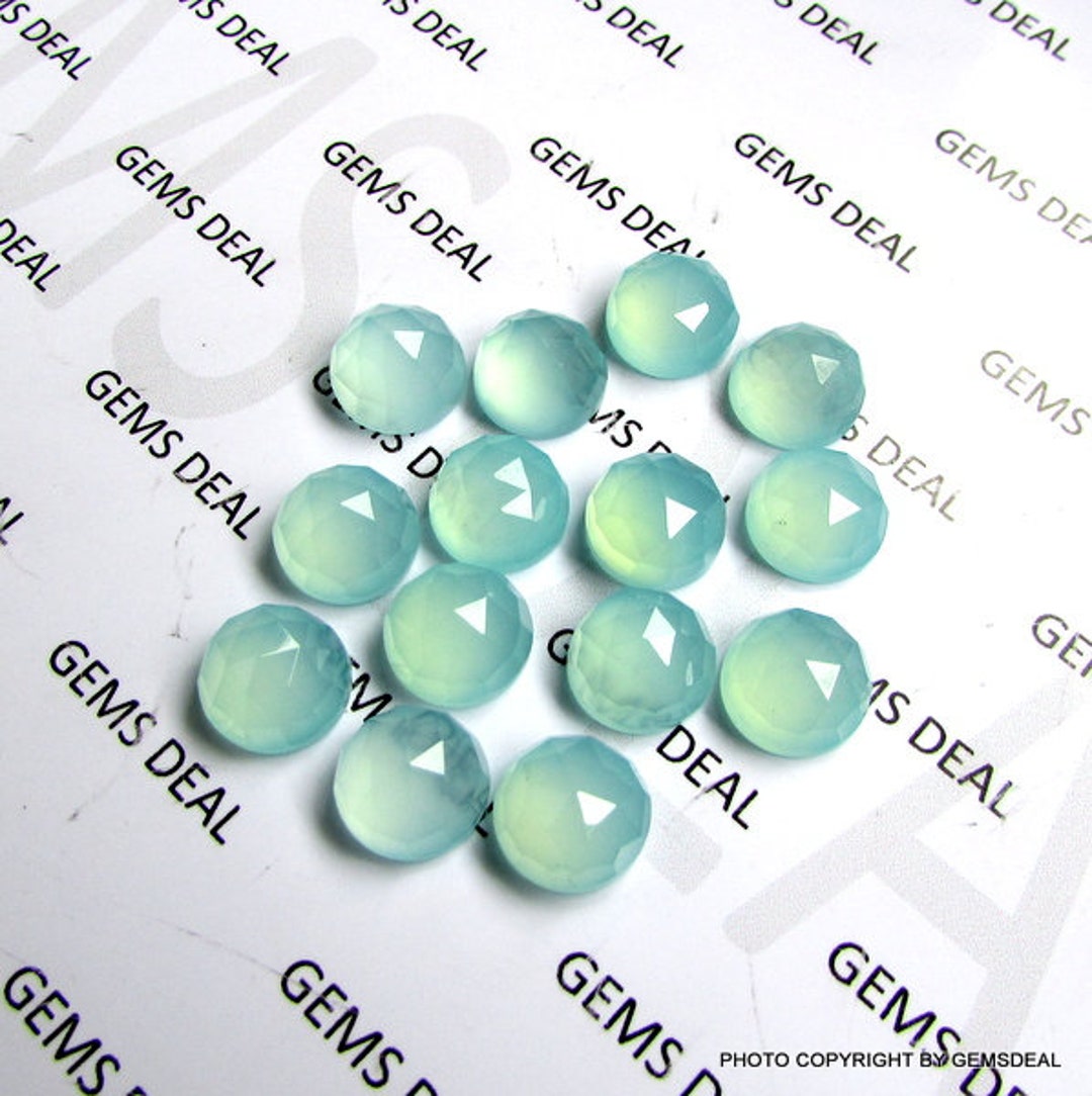 Aqua Chalcedony Rose Cut Gemstone: AAA Round Cabochon (9mm or 10mm) - Etsy