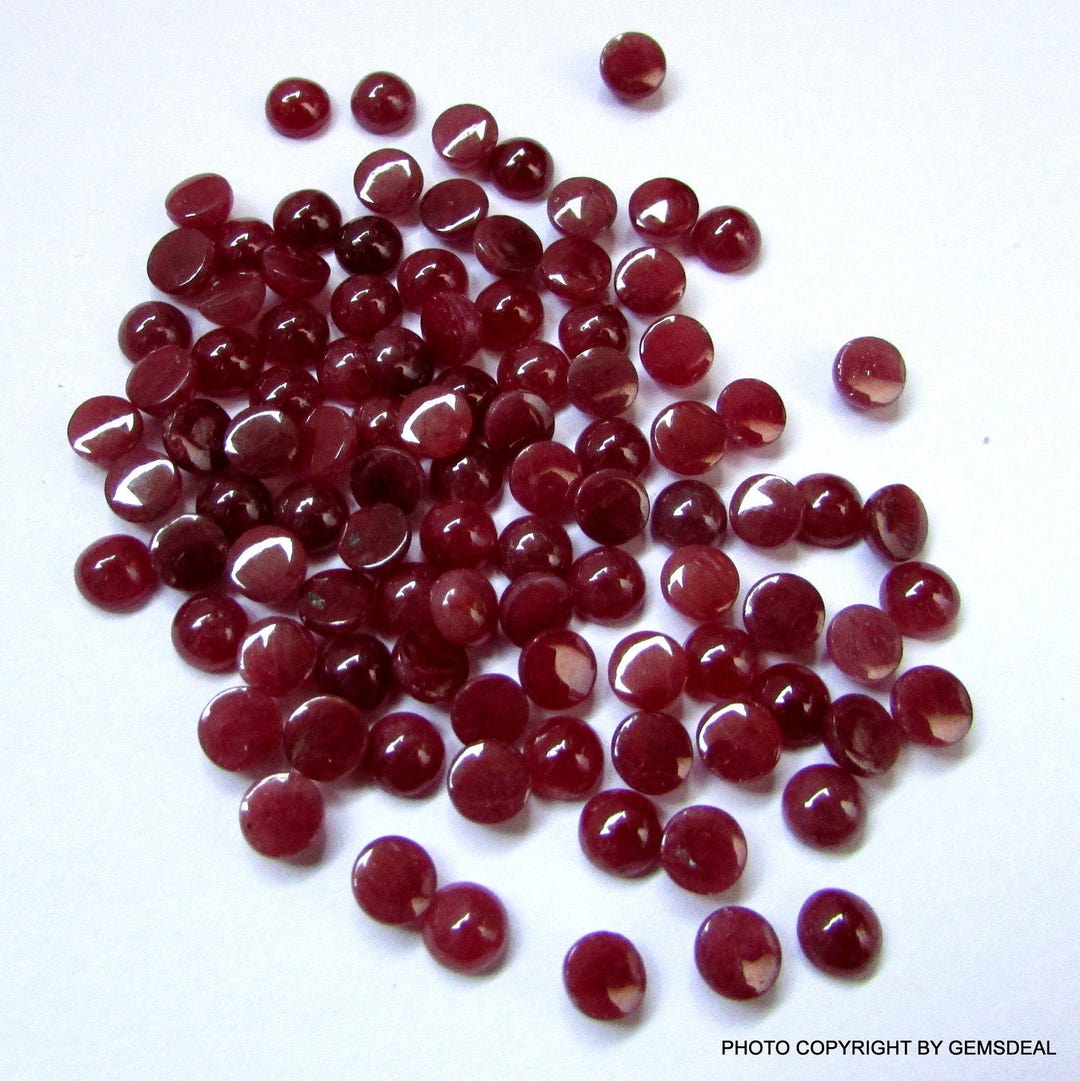 1 Pieces 6mm Ruby Cabochon Round Gemstone, 100% Natural Genuine RUBY ...