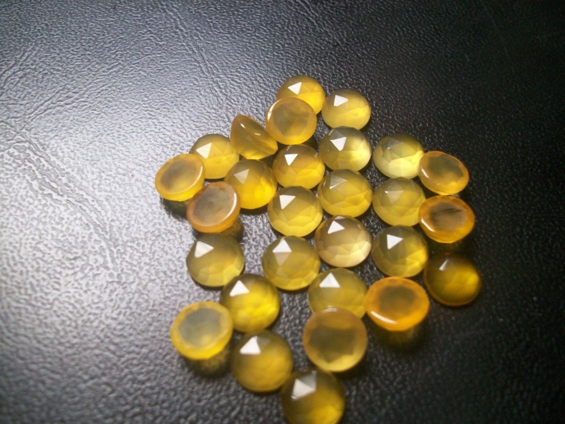 10 pieces 7mm Yellow Chalcedony Rosecut Round Gemstone YELLOW | Etsy