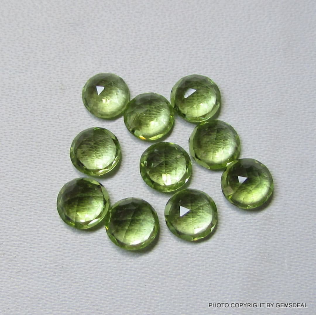 5 Pieces 5mm Peridot Rosecut Round Gemstone, Peridot Round Rosecut ...