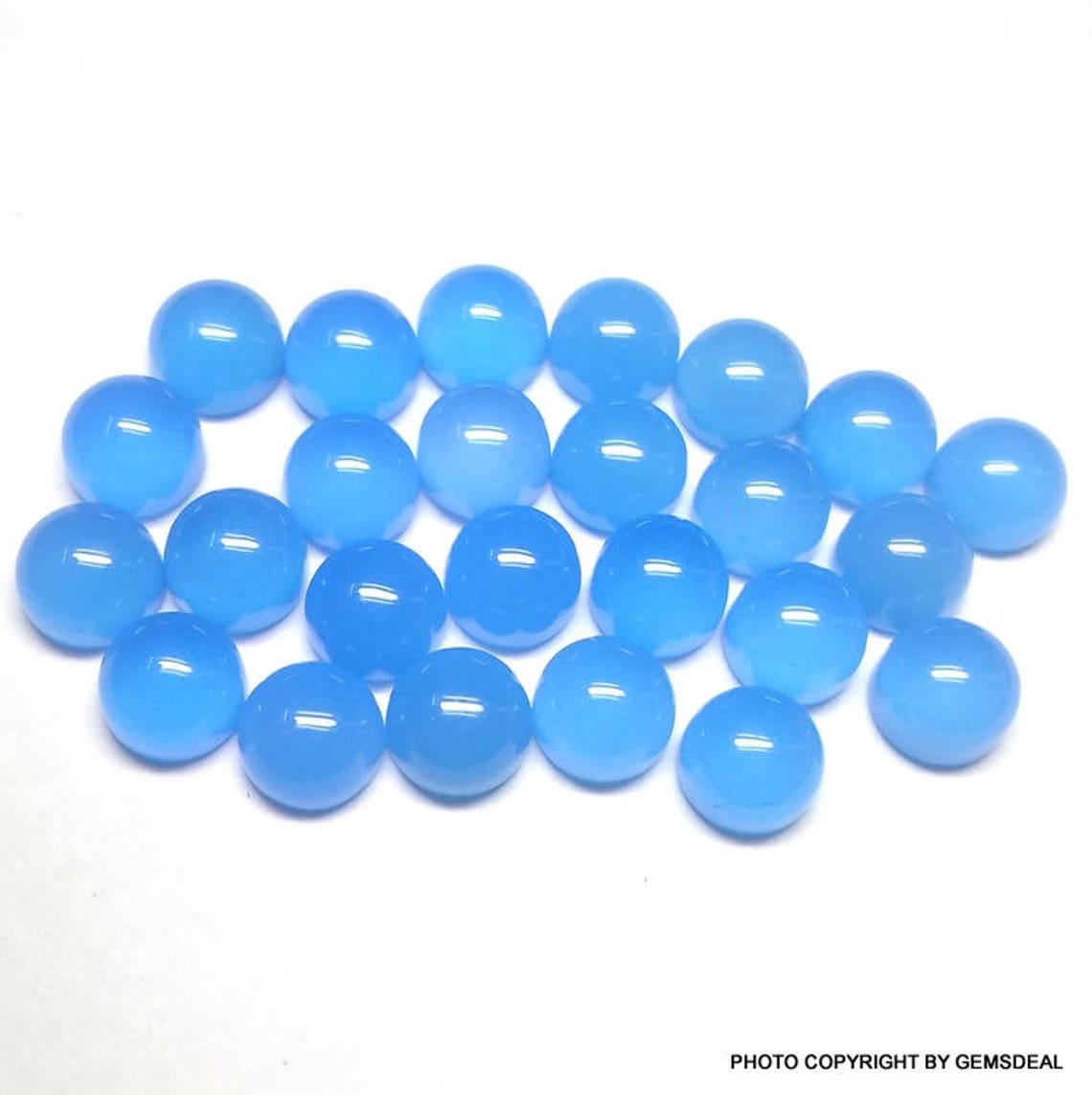 10 Pieces 4mm Blue Chalcedony Cabochon Round Loose Gemstone | Etsy