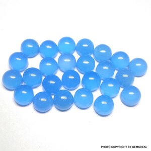 10 Pieces 4mm Blue Chalcedony Cabochon Round Loose Gemstone, Blue ...
