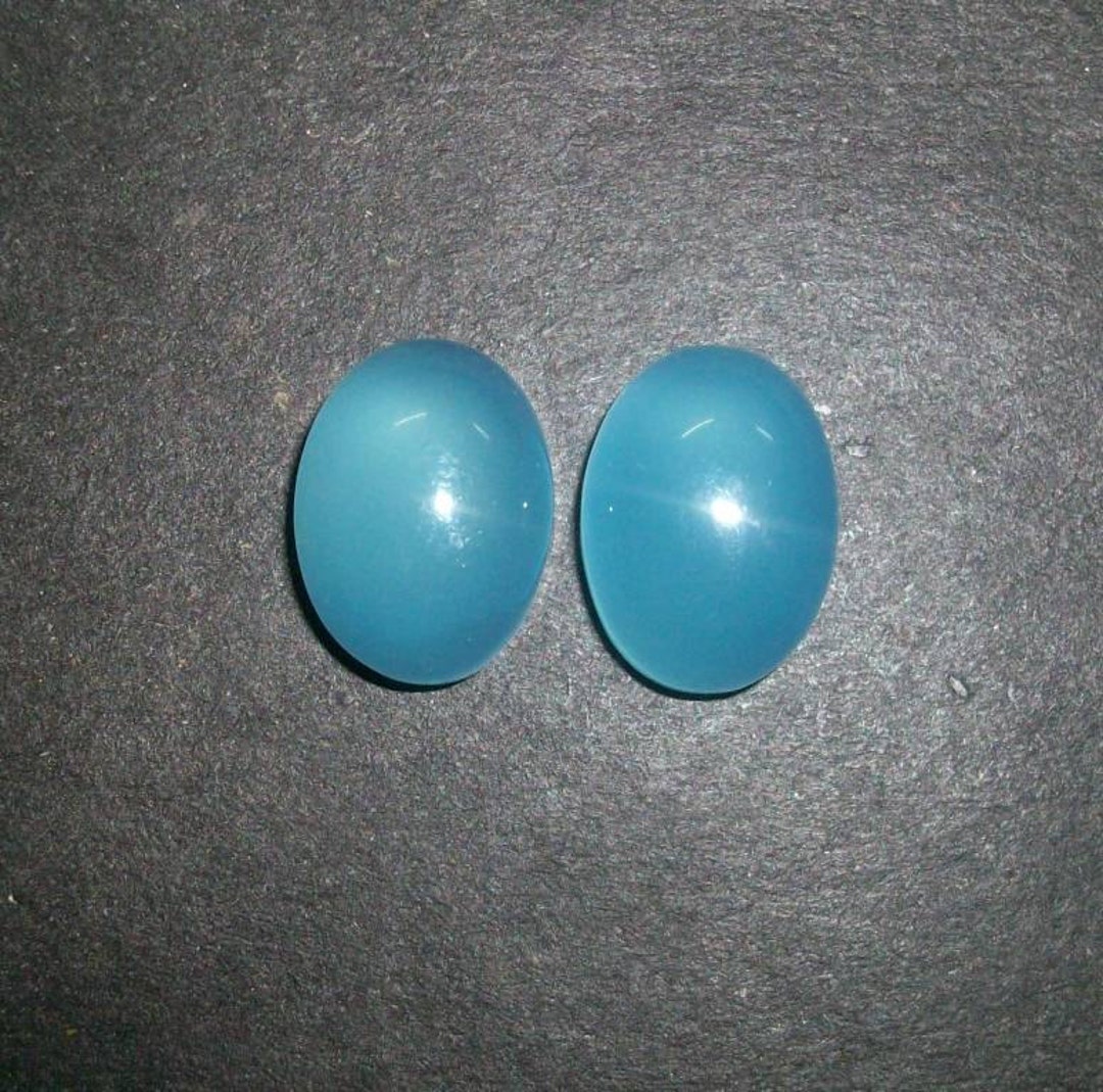 12x16mm Blue Chalcedony Cabochon Oval Gemstone, Blue Chalcedony Oval ...