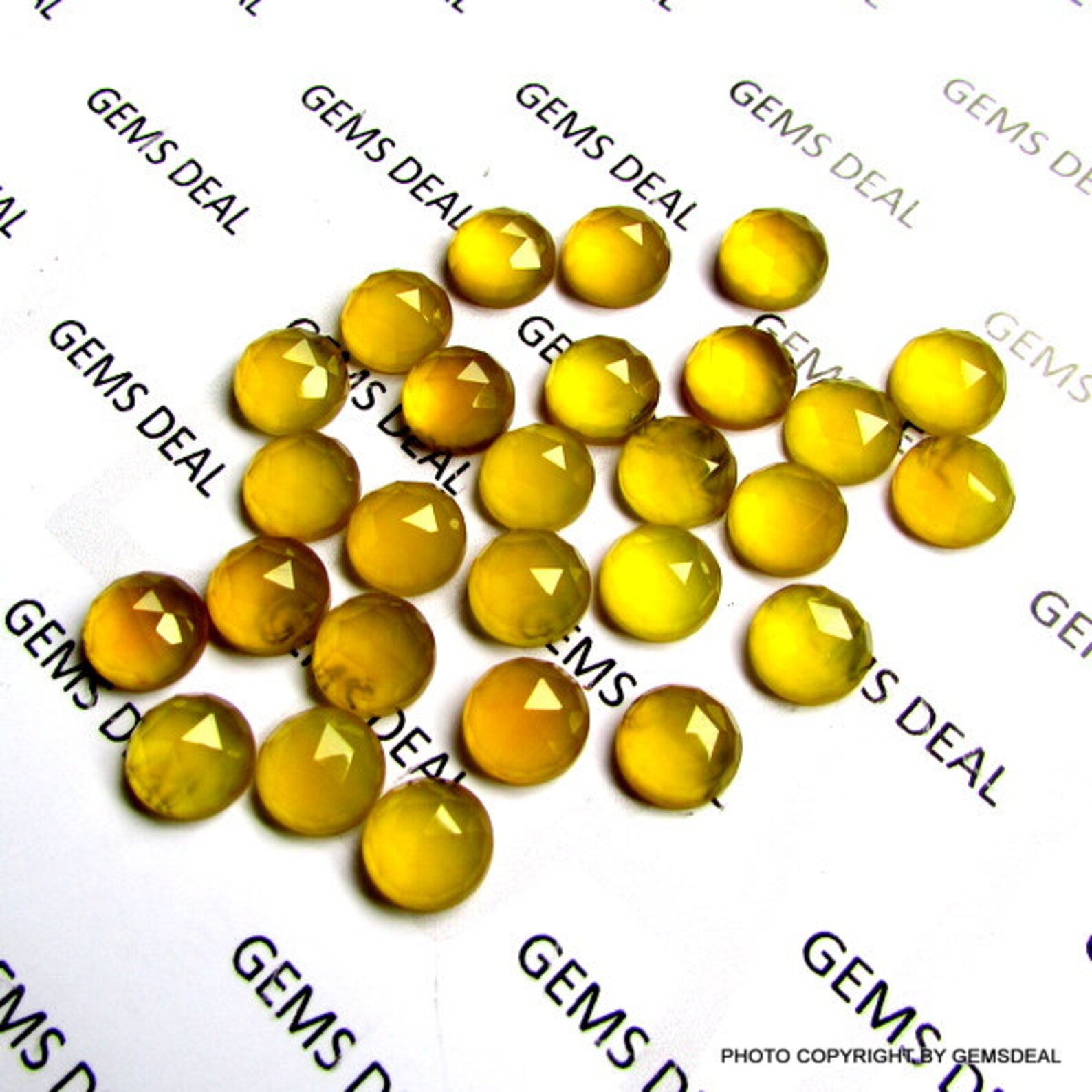 10 Pieces 7mm Yellow Chalcedony Rosecut Round Gemstone YELLOW - Etsy