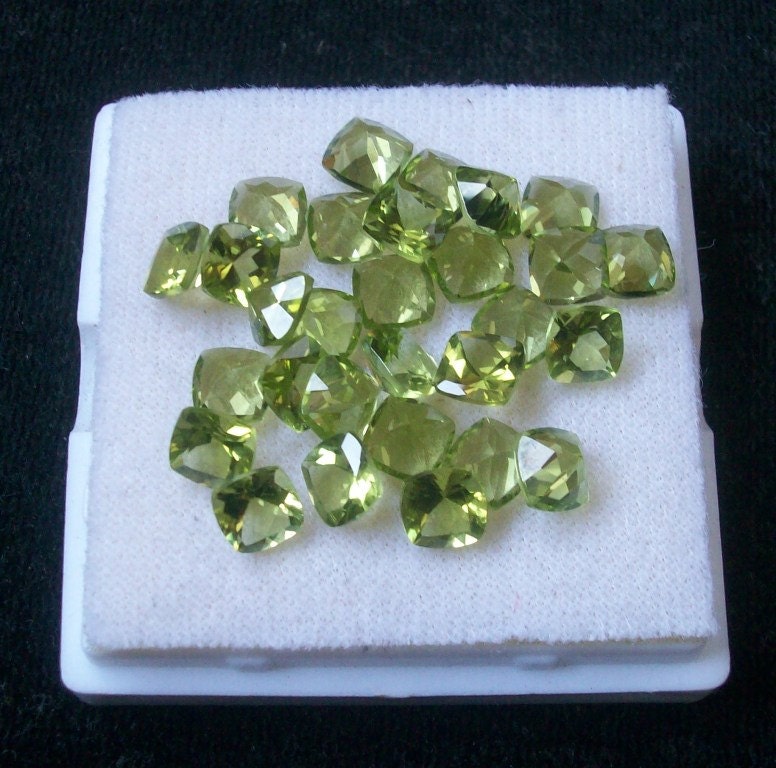 1 pieces 6mm Peridot Faceted Cushion Gemstone Peridot Cushion | Etsy
