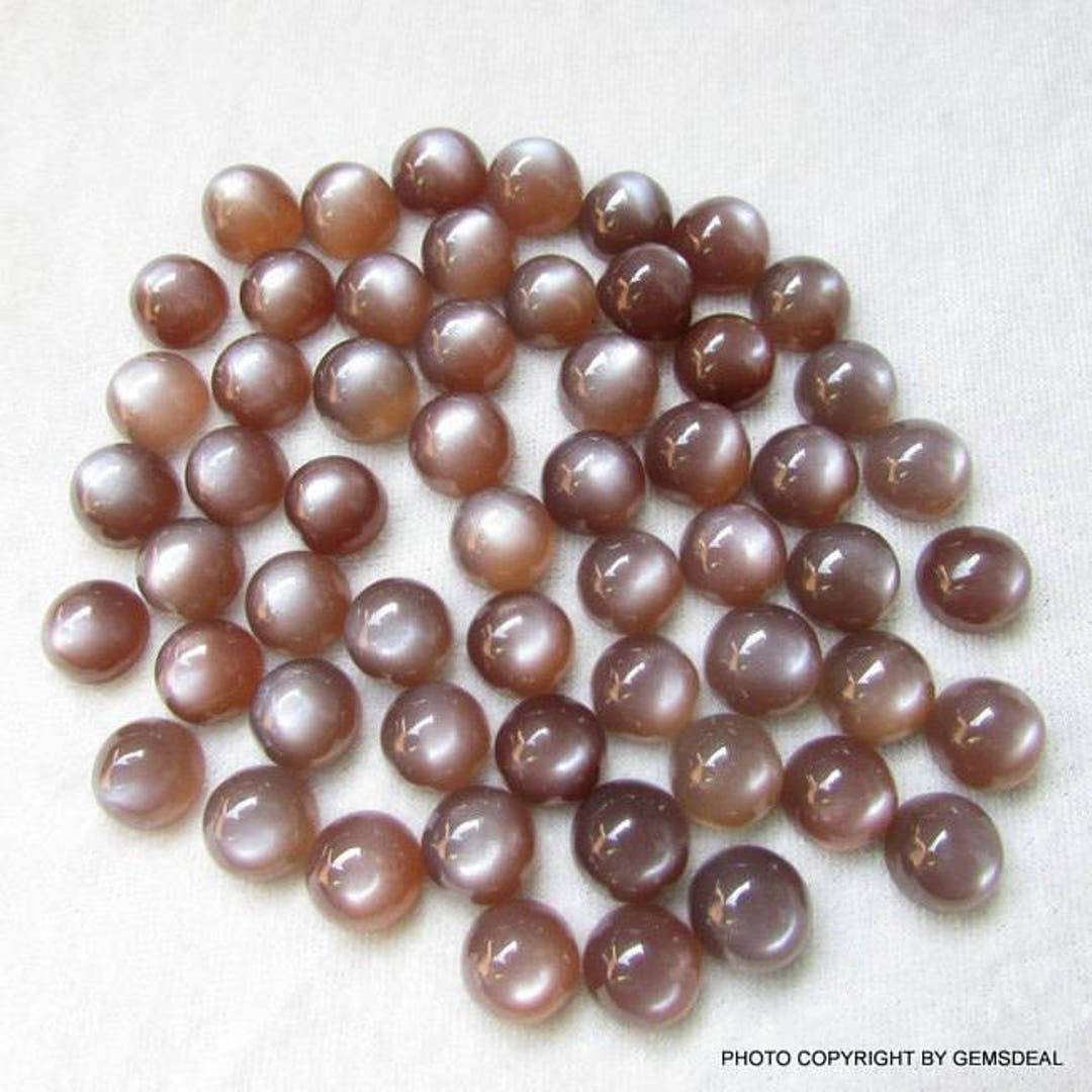3 Piece 12mm Chocolate Moonstone Cabochon Round Gemstone, Chocolate ...