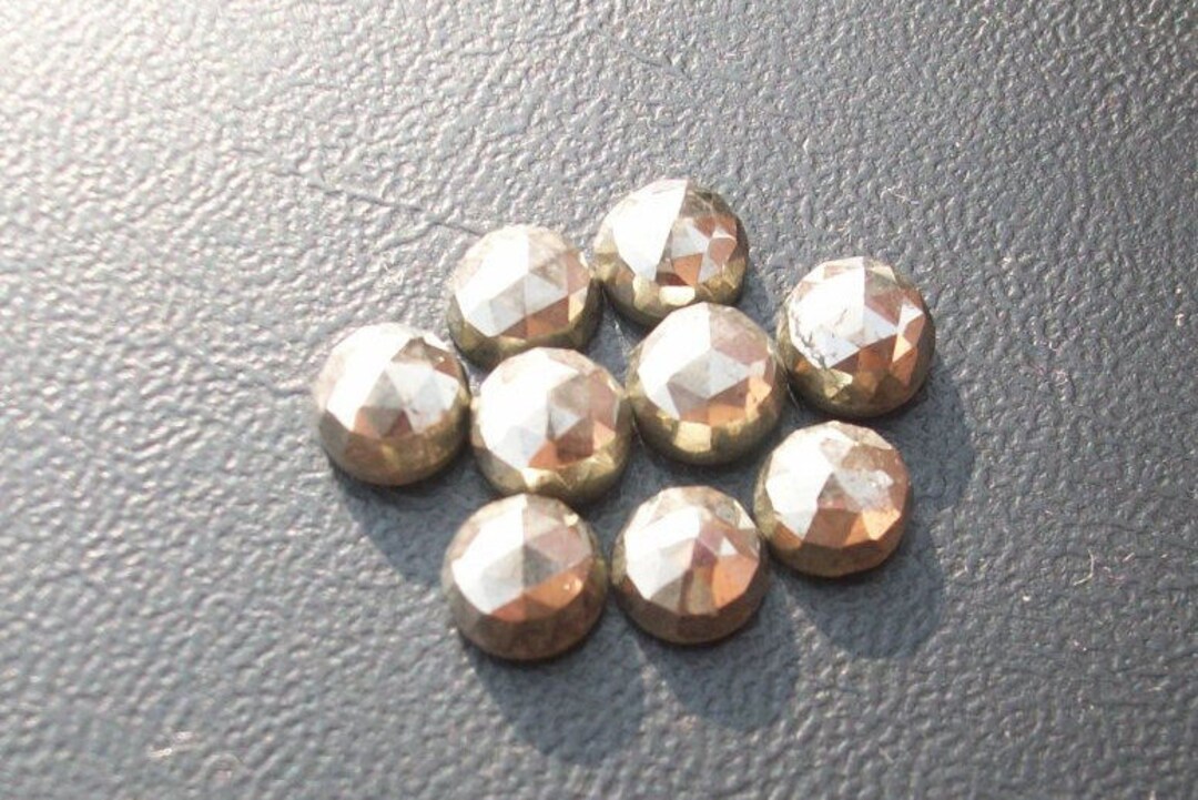 25 Pieces 6mm Golden Pyrite Rosecut Cabochon Round Loose Gemstone ...