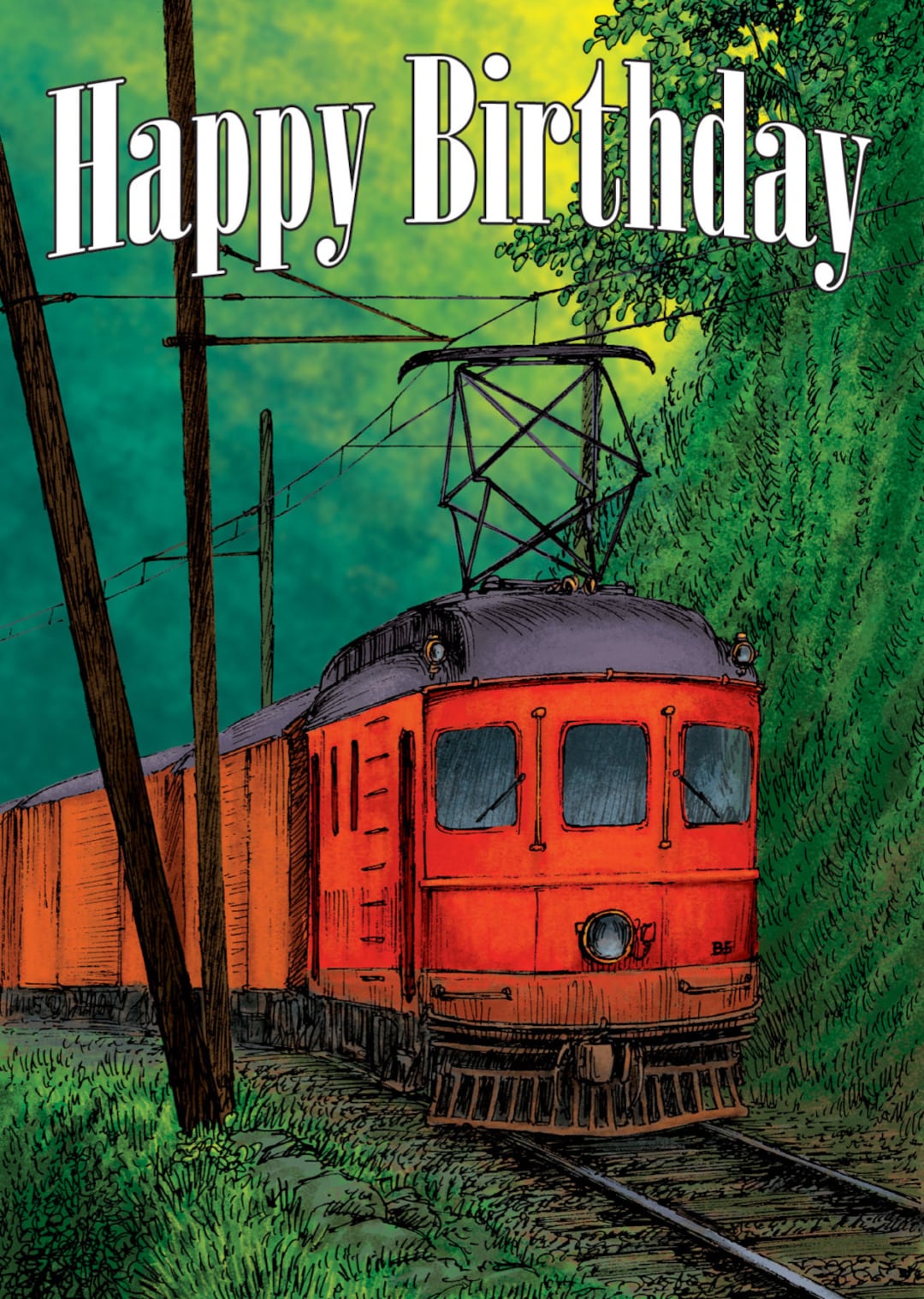 Freight Train Birthday Card. - Etsy