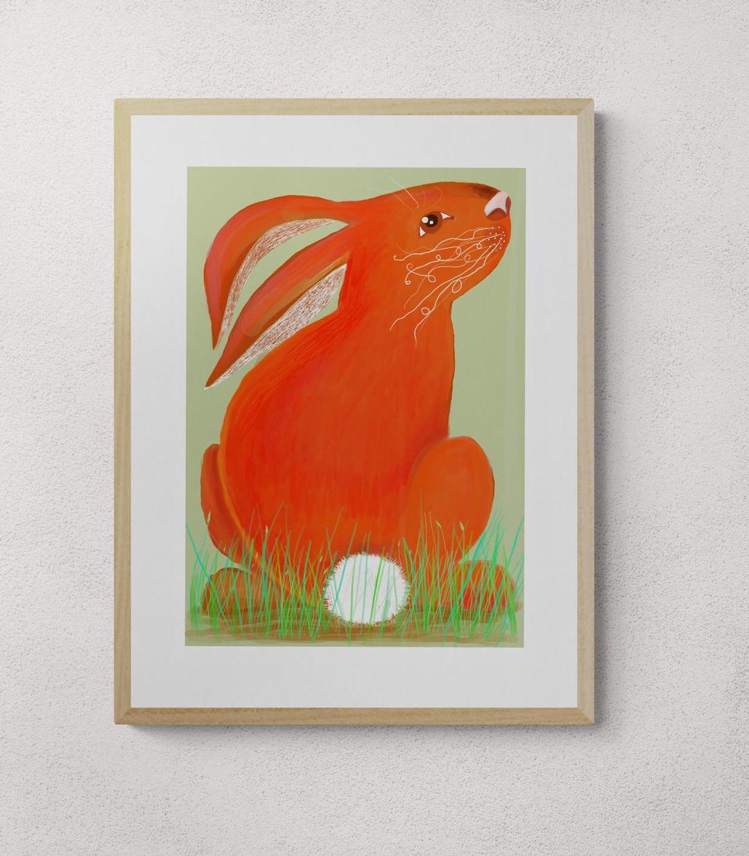Red Rabbit ART PRINT, Colourful Bird Wall Print, Wildlife Study, Eco ...