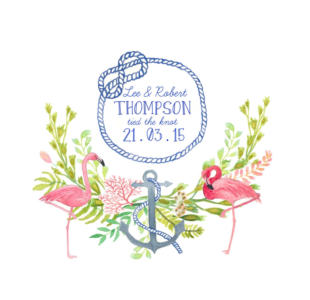 Hand Drawn Custom Botanical Crest - Monogram, Flowers, Coral, Sea ...