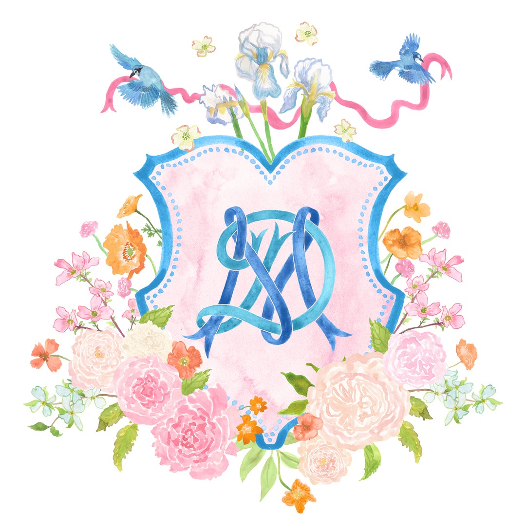 Hand Painted Custom Crest - Monogram, Heraldry, Emblem, Wedding, Fine ...