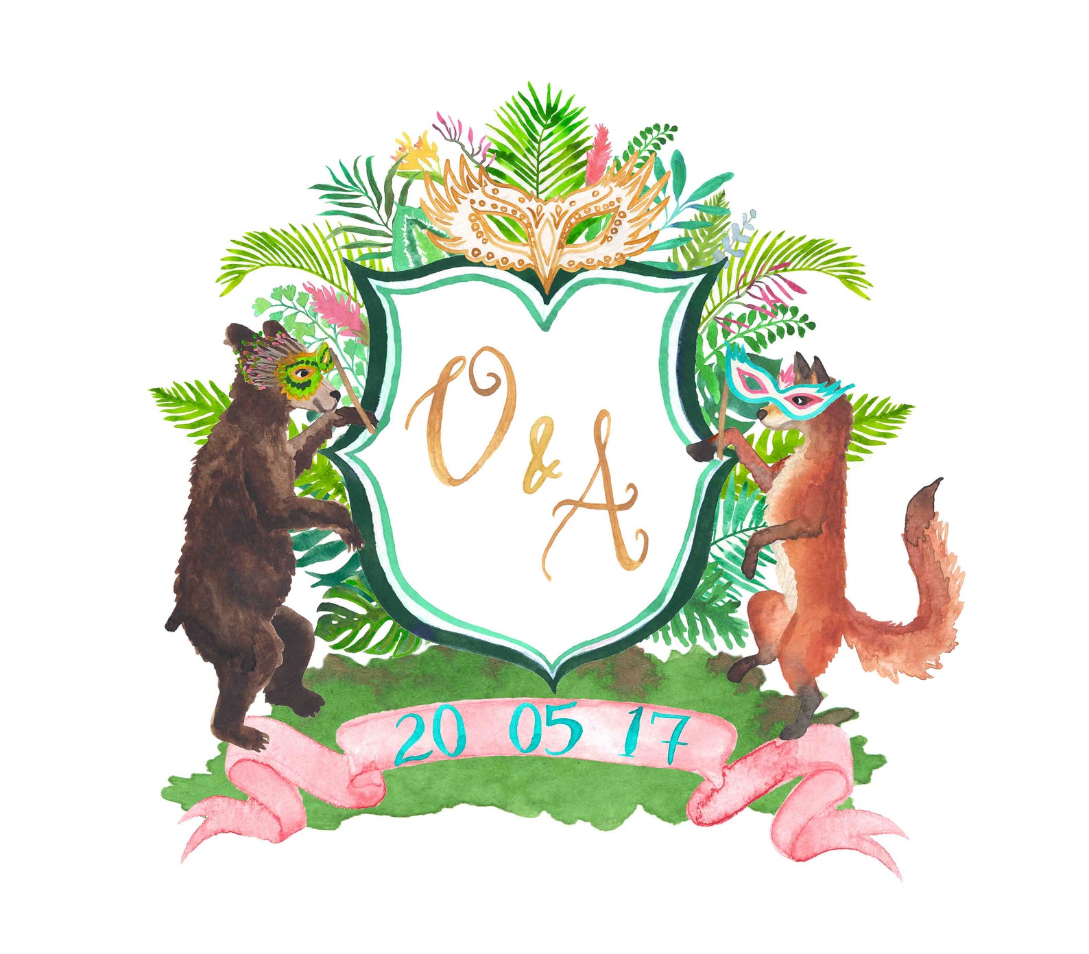 Hand Painted Custom Crest Monogram Heraldry Masquerade | Etsy