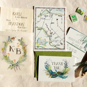 Hand Painted Custom Wedding Invitation Suite: Miami, Beach, Tropical ...