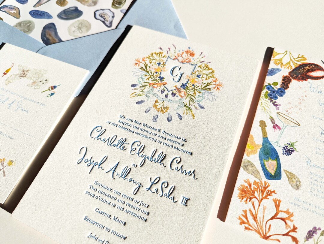 Hand Painted Custom Wedding Invitations: Watercolor, Illustration, Fine ...