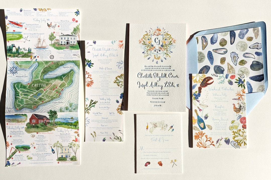 Hand Painted Custom Wedding Invitations: Watercolor, Illustration, Fine ...