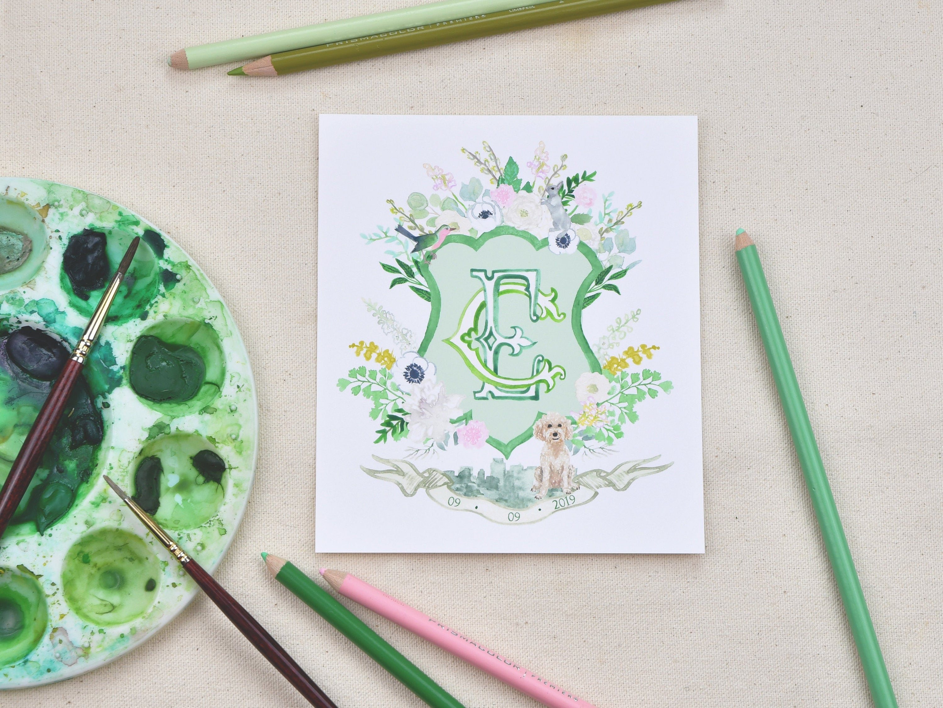 Custom Emblem: Hand Painted Crest Monogram Heraldry | Etsy