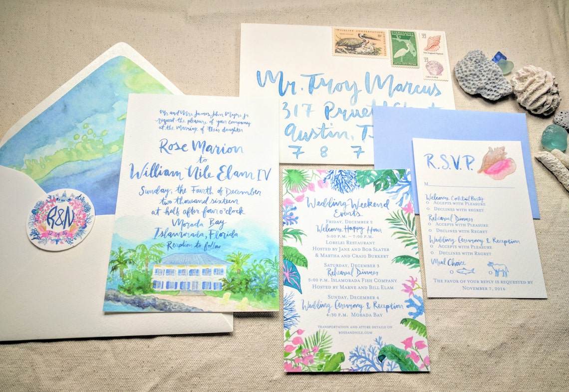 Hand Drawn Custom Wedding Invitation Suite: Autumn, Rustic, Boho ...