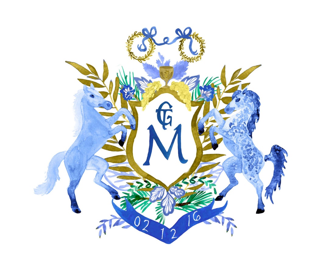 Hand Drawn Custom Heraldry - Monogram, Flowers, Crest, Mint Julep ...