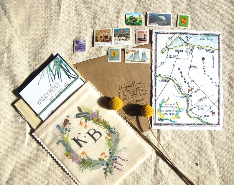 Handmade Custom Wedding Map - Hand Drawn Watercolour, Pen and Ink, Hand ...