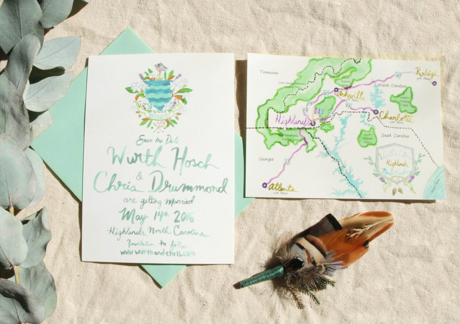 Hand Drawn Custom Wedding Invitation Suite: flowers ferns | Etsy