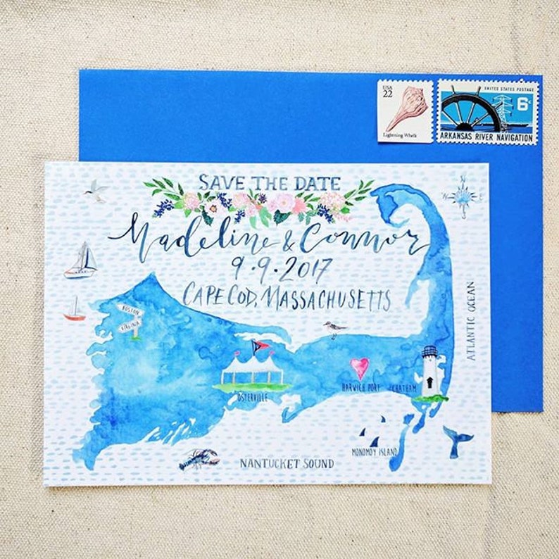 Handmade Custom Wedding Map Hand Drawn Watercolour Pen and | Etsy