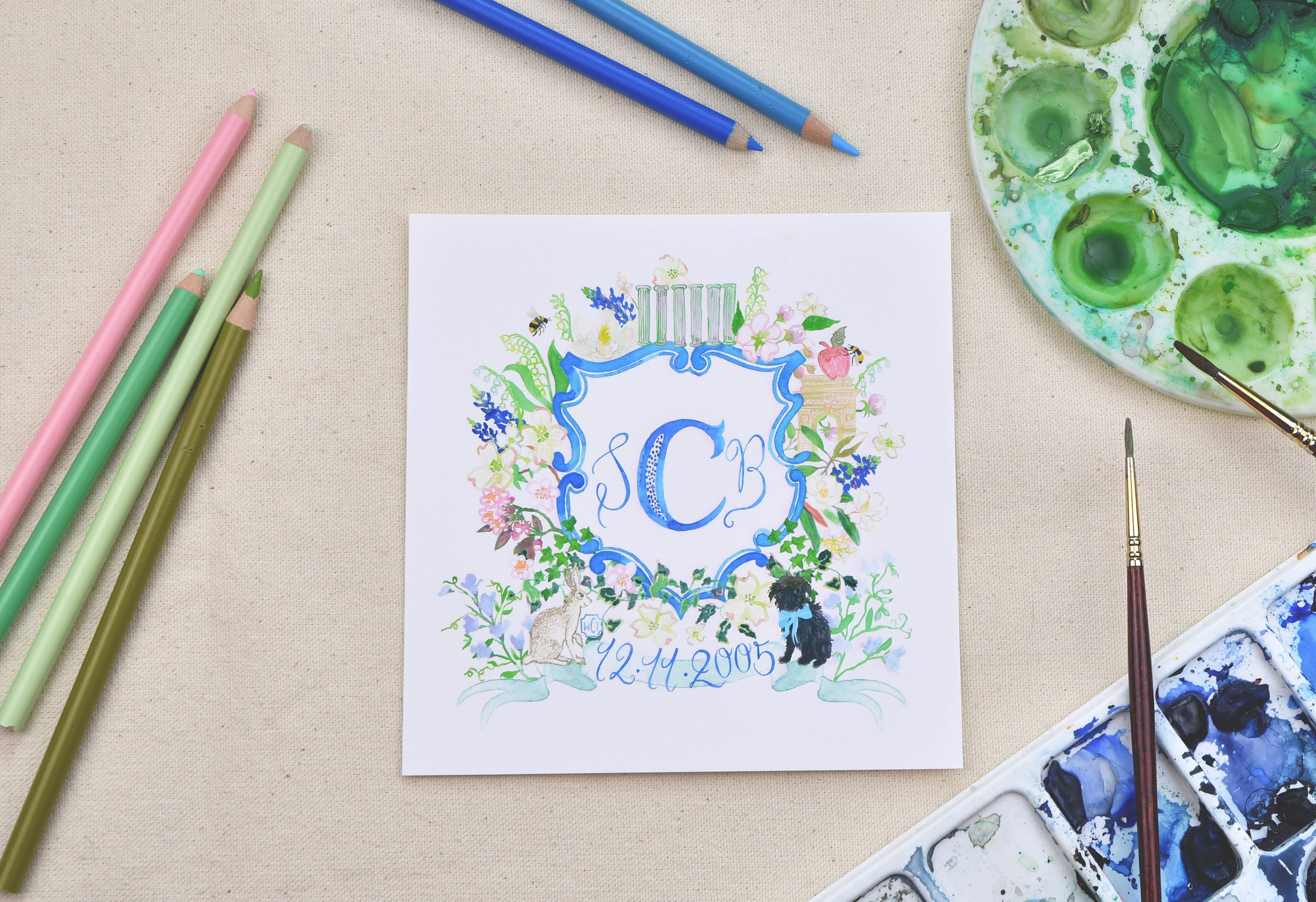 Custom Emblem: Hand Painted Crest Monogram Heraldry | Etsy