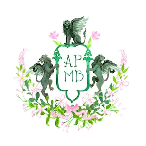 Hand Drawn Custom Crest - Monogram, Heraldry, Flowers, Antler, Jack ...