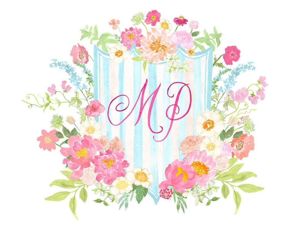Hand Painted Custom Crest - Monogram, Heraldry, Emblem, Wedding, Fine ...