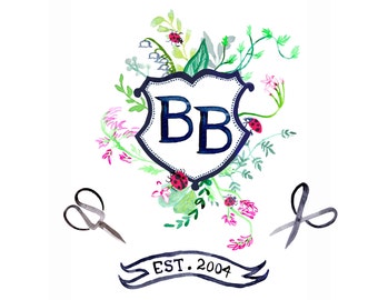 Hand Drawn Custom Crest Monogram Heraldry flowers italy