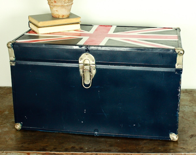 Vintage Union Jack Trunk, British Flag Furniture, Trunk Storage ...