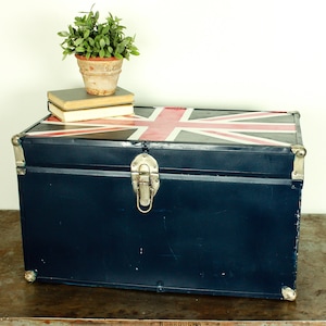 Vintage Union Jack Trunk, British Flag Furniture, Trunk Storage ...